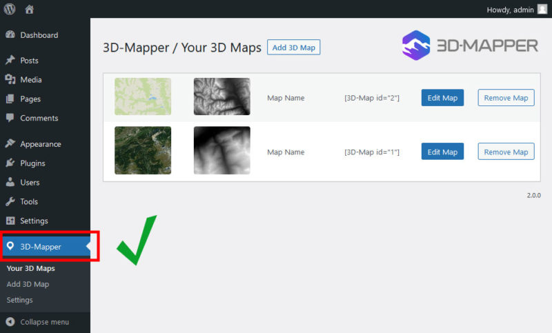 WordPress plugin instructions | Create Custom 3D Maps Online